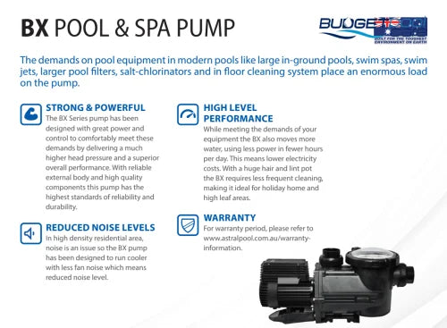 ASTRAL BX HIGH PERFORMANCE PUMP 3 PHASE 2.0HP at Budget Pool Care