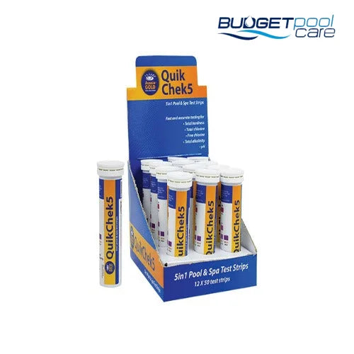 Aussie Gold 5 in 1 Test Strips (Quik Chek) x 12 Packets at Budget Pool Care