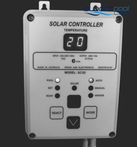 SOLAR POOL HEATING CONTROLLER SC3D complete set with all sensor cables ...